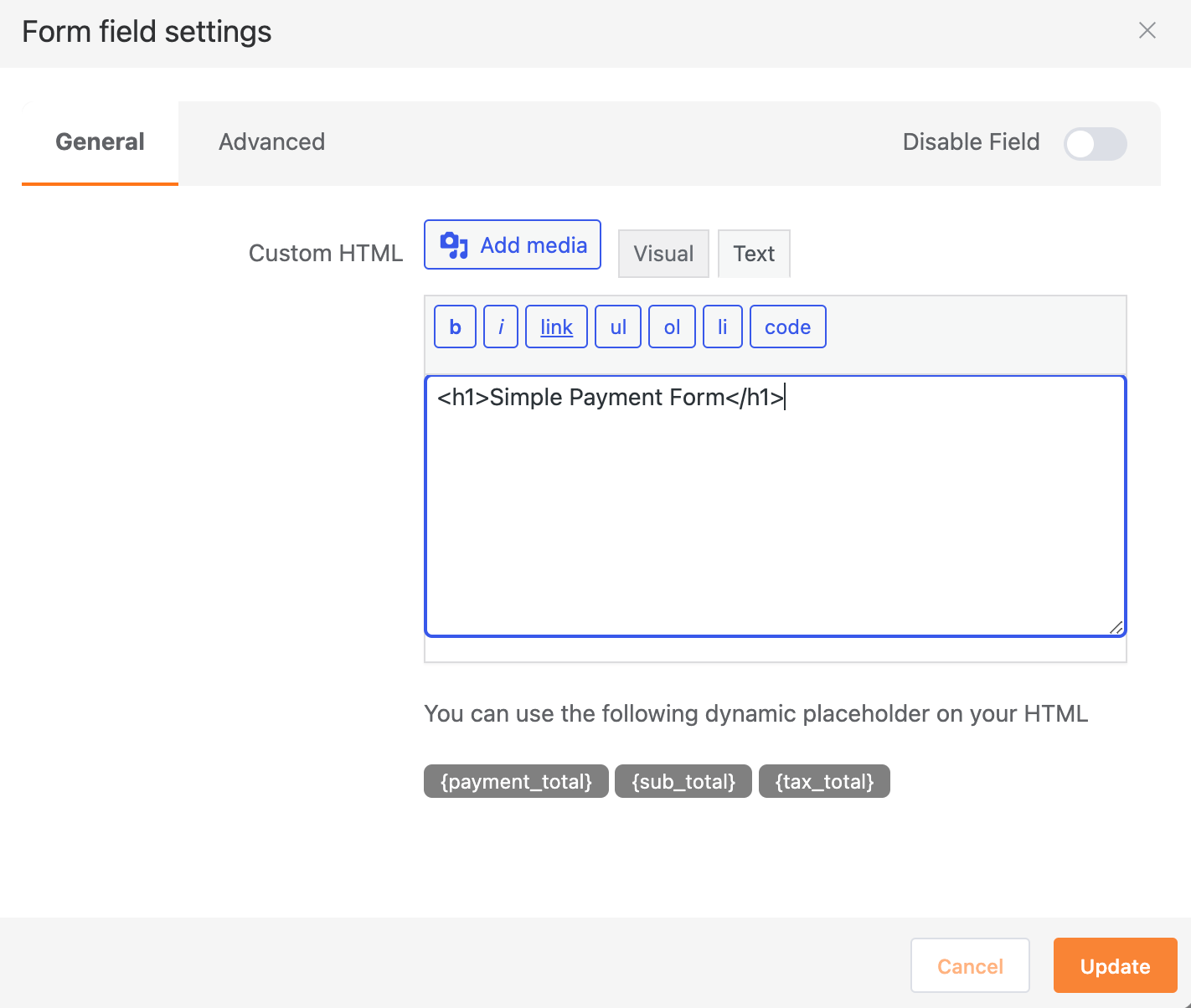 Create WordPress Payment Form with Paymattic Advanced Editor
