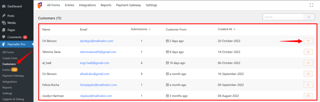 How to View Customer Profile in WordPress with Paymattic?