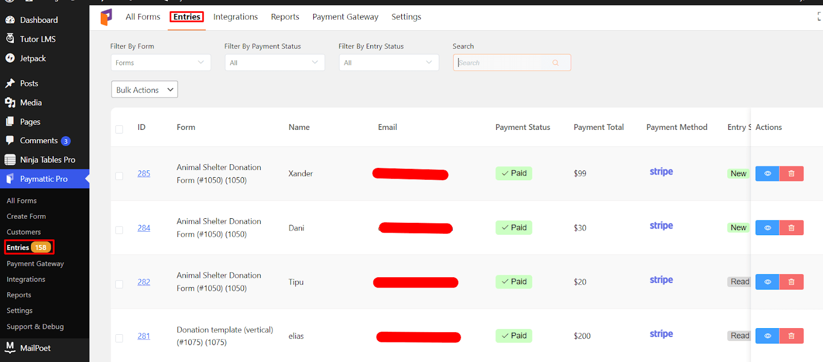 A Complete Guide to Form Entries in WordPress with Paymattic