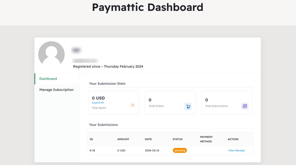 How to Add User Dashboard Module in Paymattic? – Paymattic